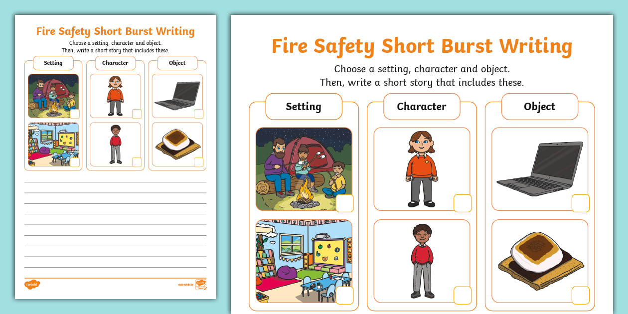 Fire Safety Short Burst Writing Template (teacher made)
