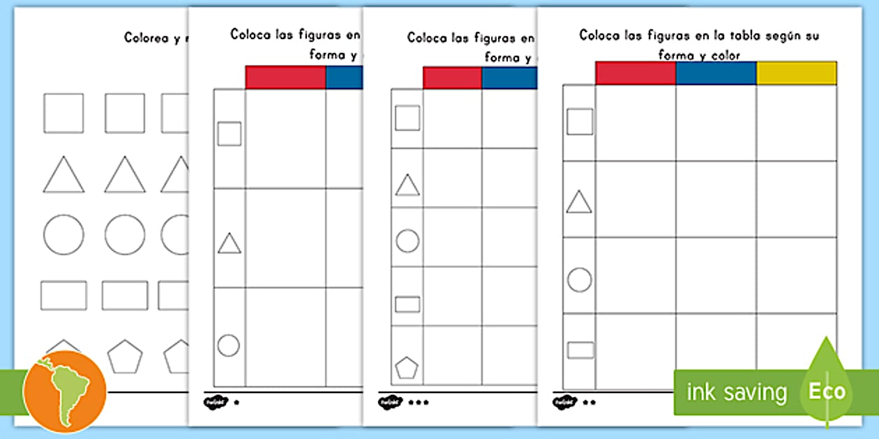 Clasificar según la forma y los colores- Guía de trabajo