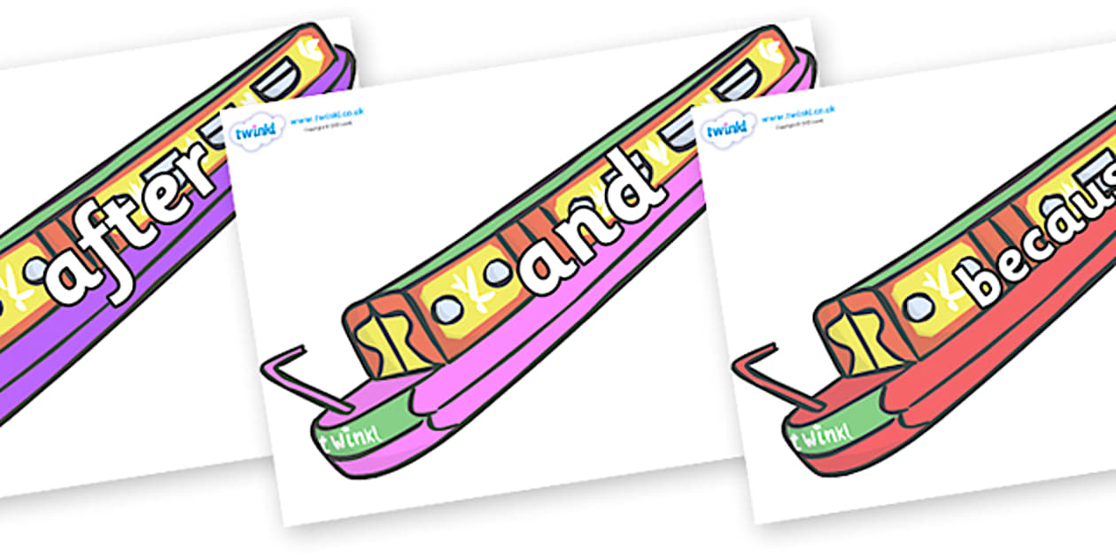 Cursive Connectives on Narrow Boats (teacher made) - Twinkl