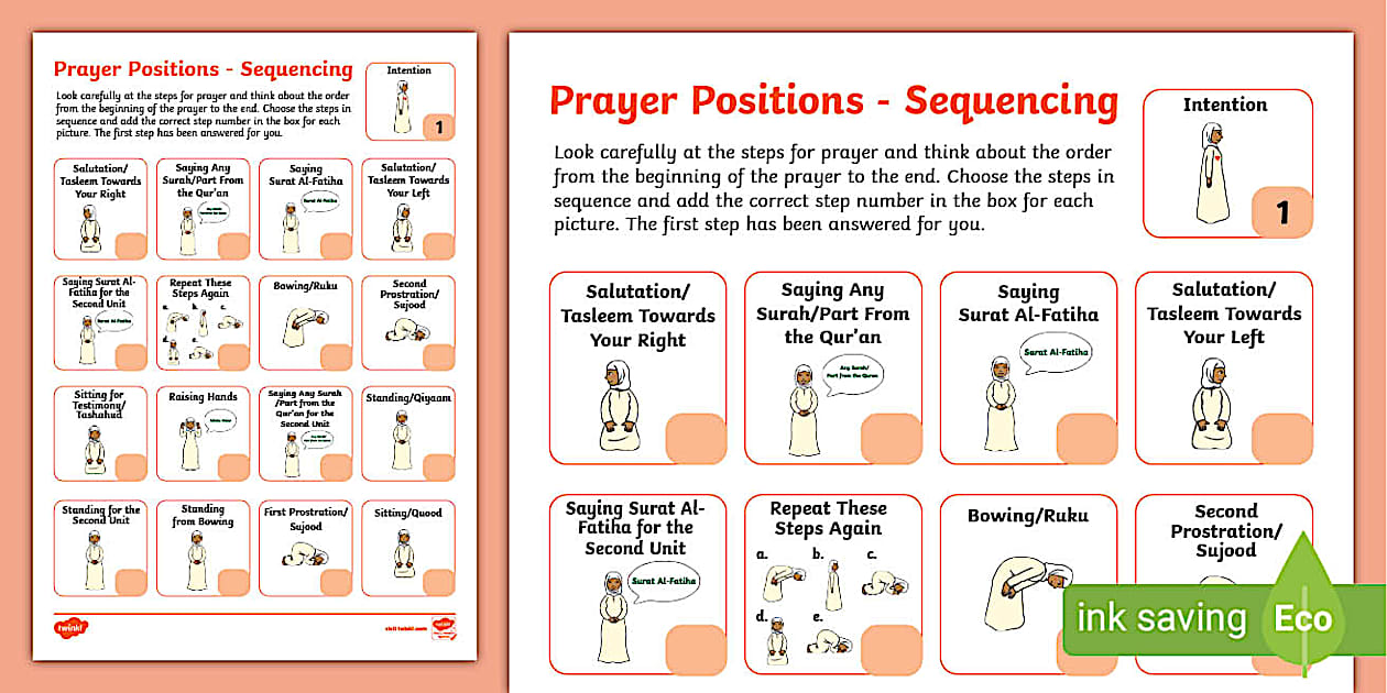 Prayer Positions Ordering Activity (Girl)