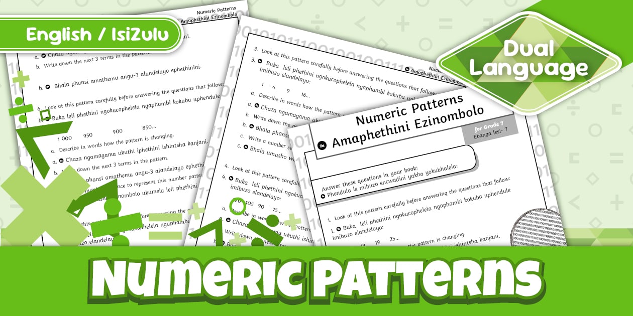 Numeric And Geometric Patterns Grade 7 Worksheets