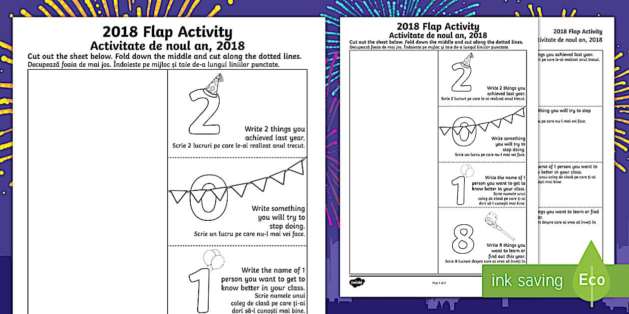 2018 New Year Flap Activity English/Romanian - 2018 Flap Activity
