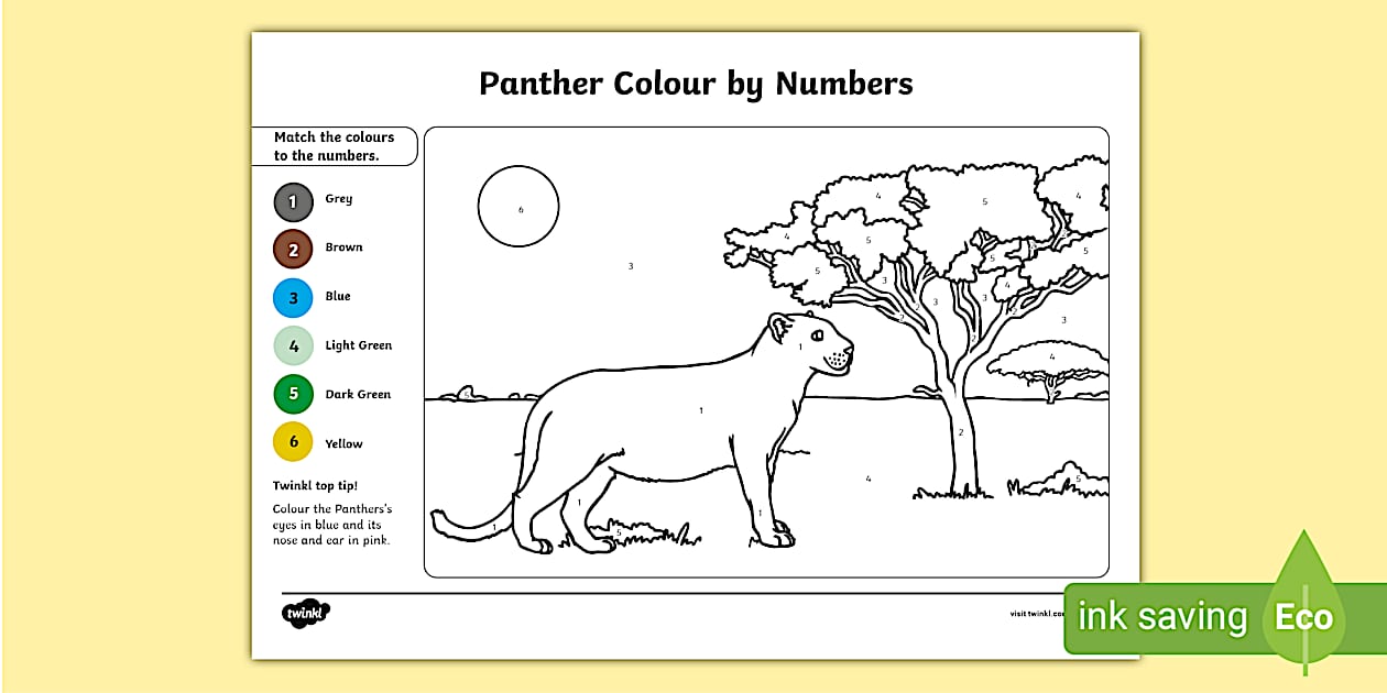 Panther Colour by Number (teacher made) - Twinkl