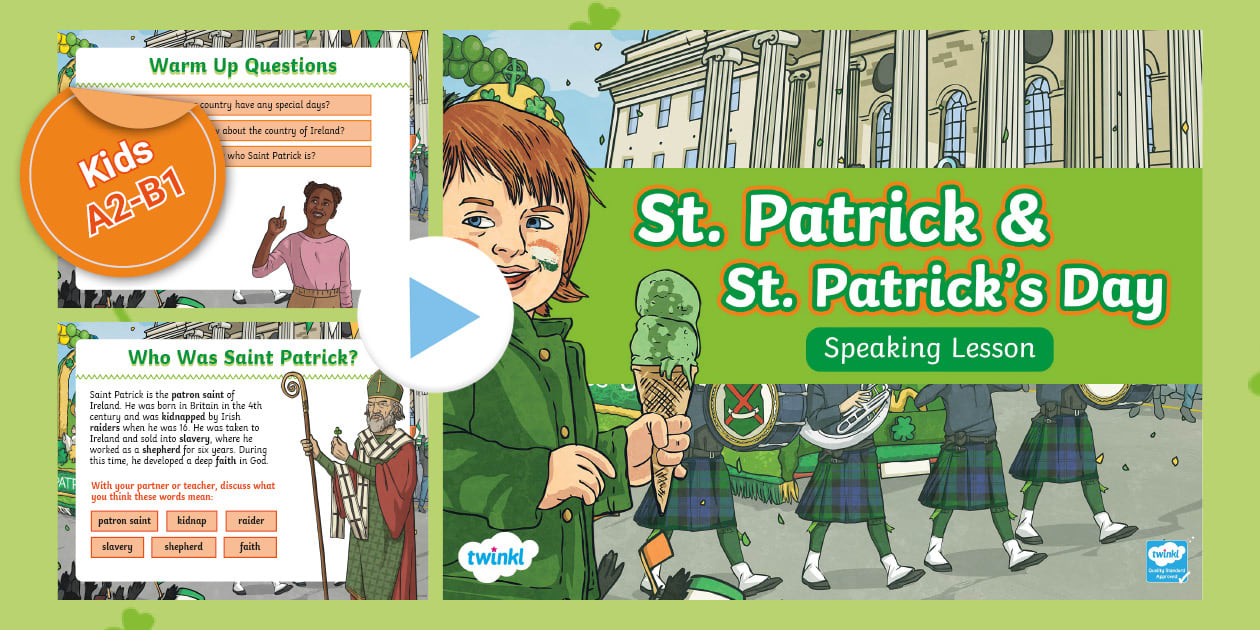 ESL Saint Patrick's Day Lesson PowerPoint [A2-B1] Twinkl