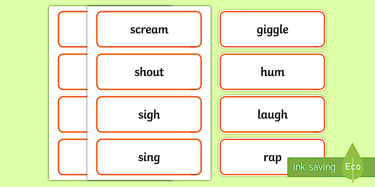 Voice Verbs Word Cards (teacher made) - Twinkl