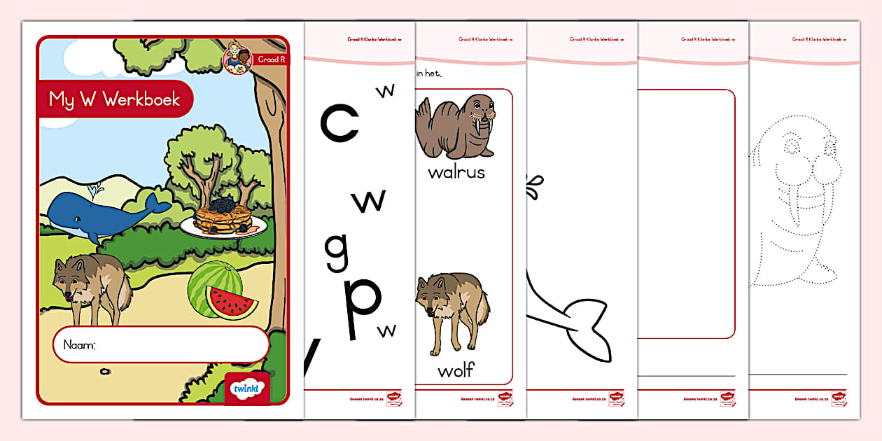 Graad R Klanke Werkboek w (professor feito) - Twinkl