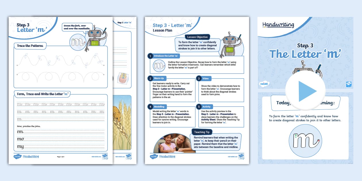 Handwriting Scheme: Step 3 Letter 'm' Pack (teacher made)