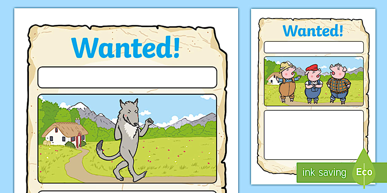 Editable Big Bad Wolf Wanted Posters (professor feito)