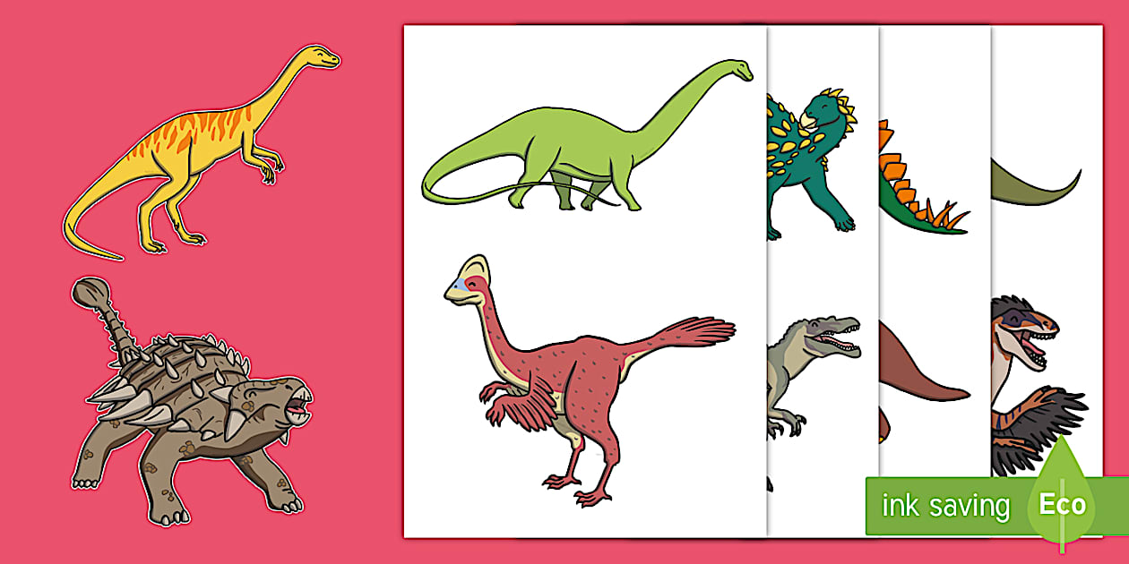 Ten Dinosaur Cut-Outs (teacher made) - Twinkl