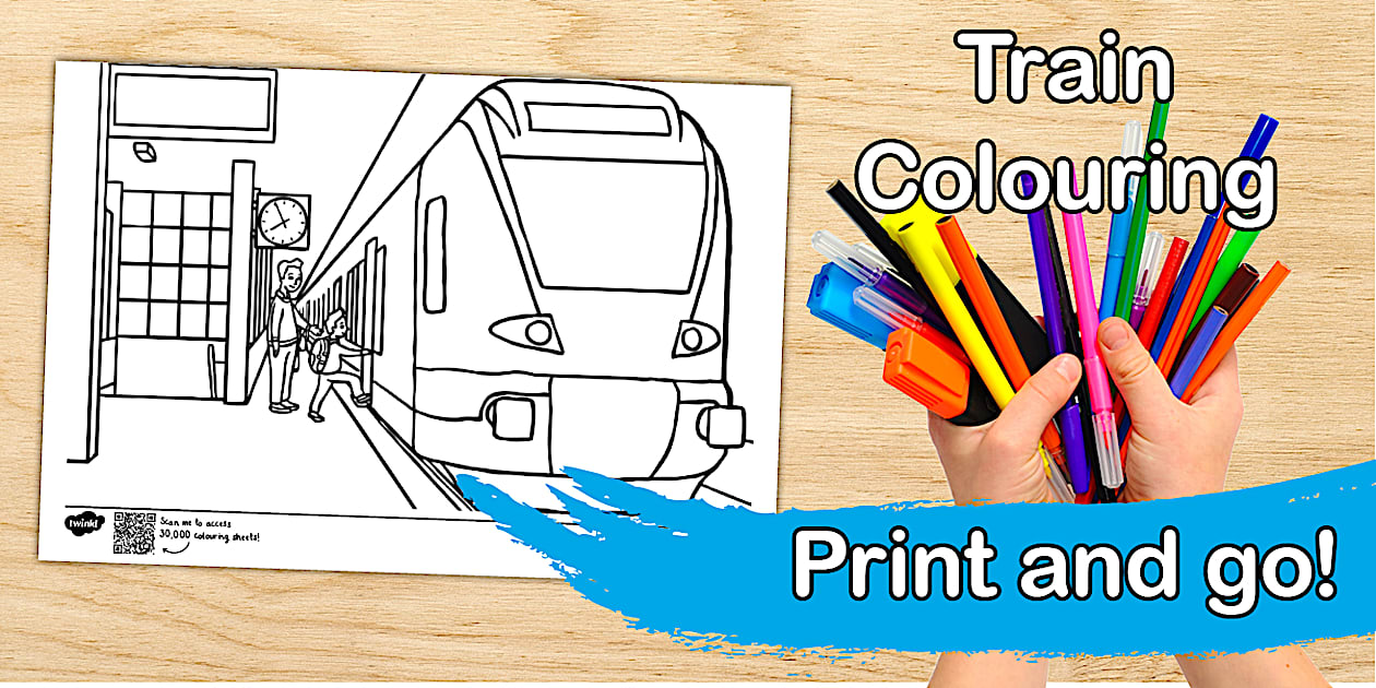 * NEW * Train Colouring Sheet