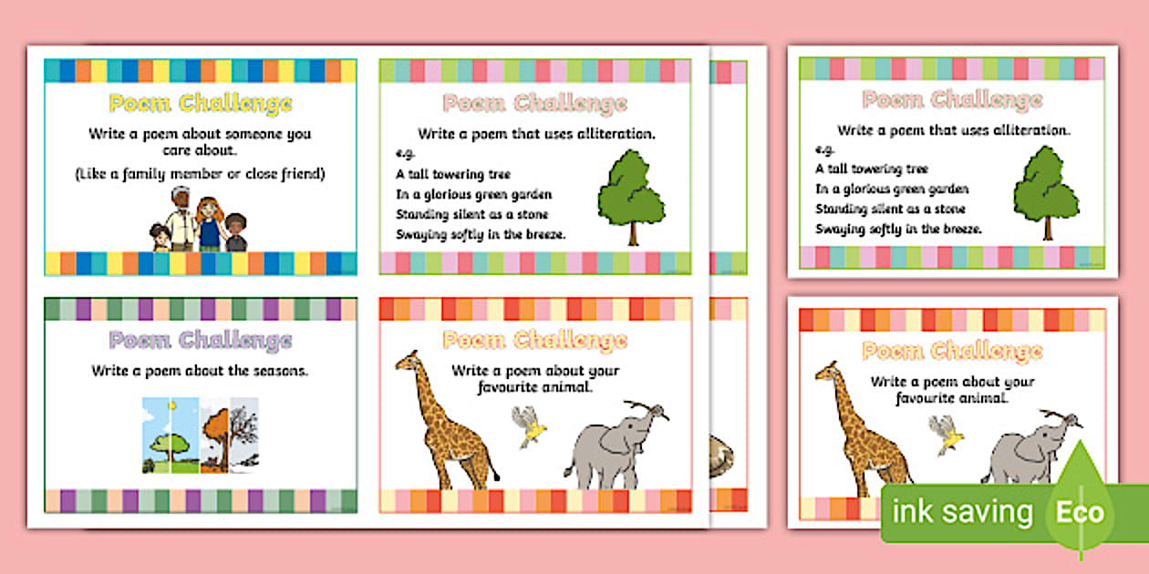 Writing Poems Challenge Cards (teacher made) - Twinkl