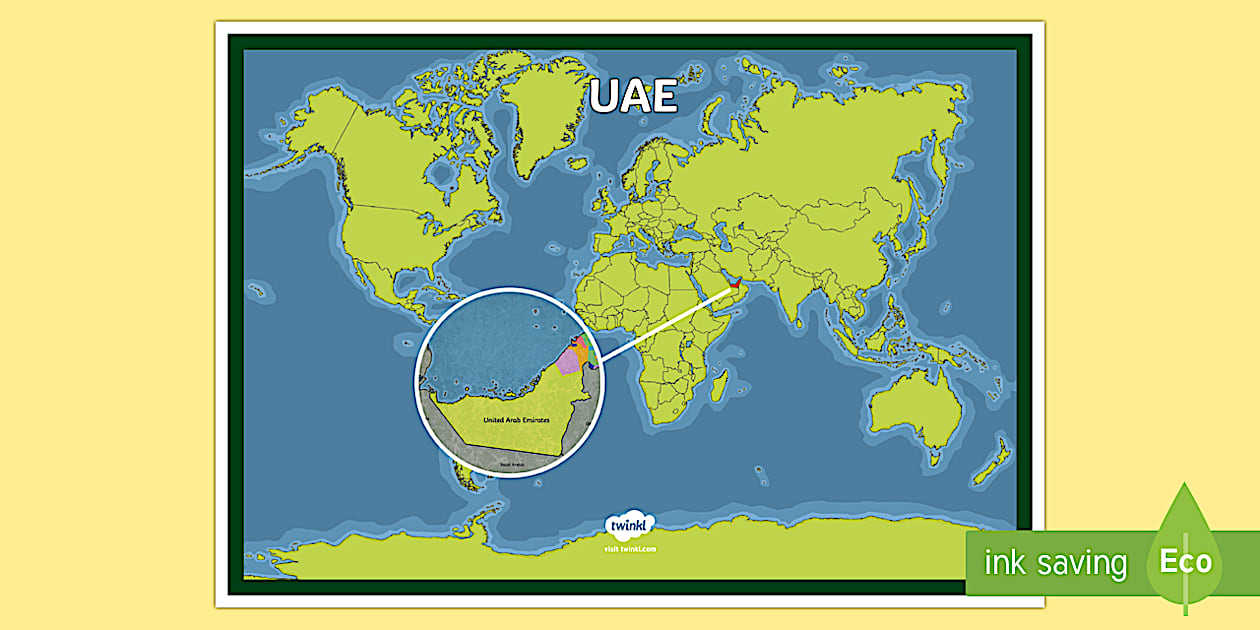 UAE On a World Map (teacher made) - Twinkl