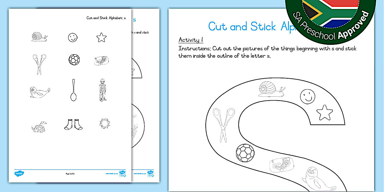Preschool: Alphabet Cut and Stick Activity Sheet - s
