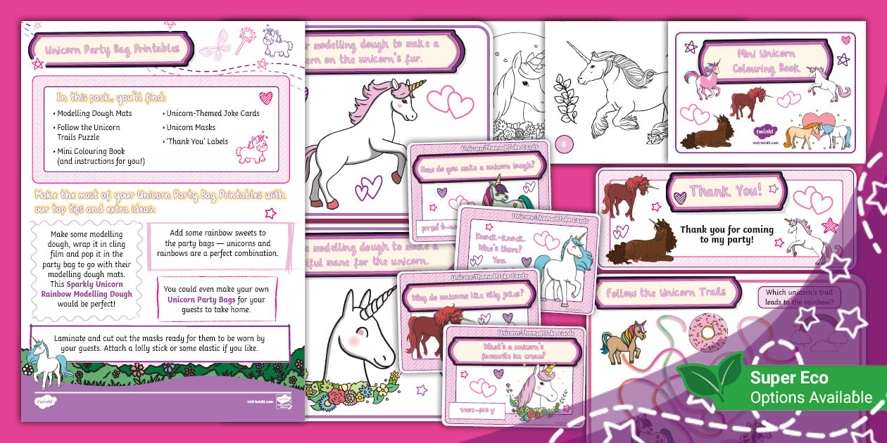 Unicorn Party Bag Printables (teacher made) - Twinkl