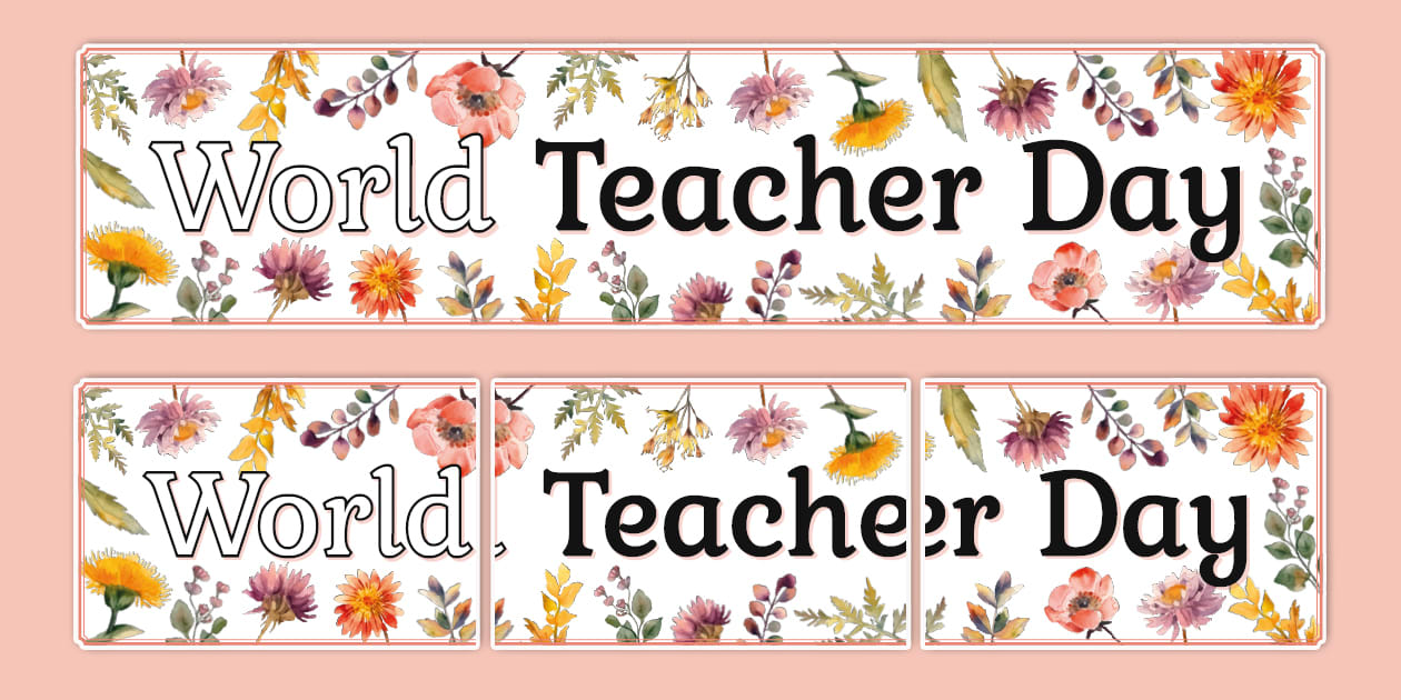Wildflower Botanical Themed World Teacher Day Display Banner