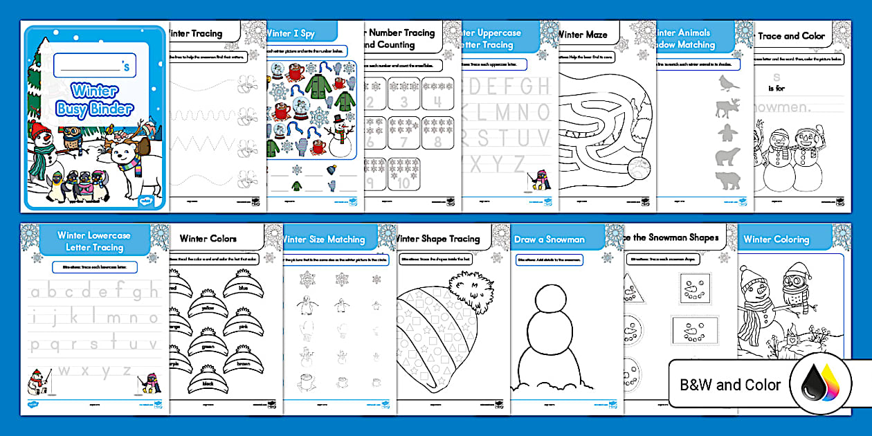 Prekindergarten No-Prep Winter Busy Binder (teacher made)