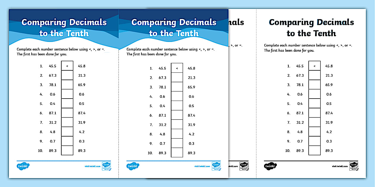 Comparing Decimals Worksheet | Math | Twinkl CA - Twinkl