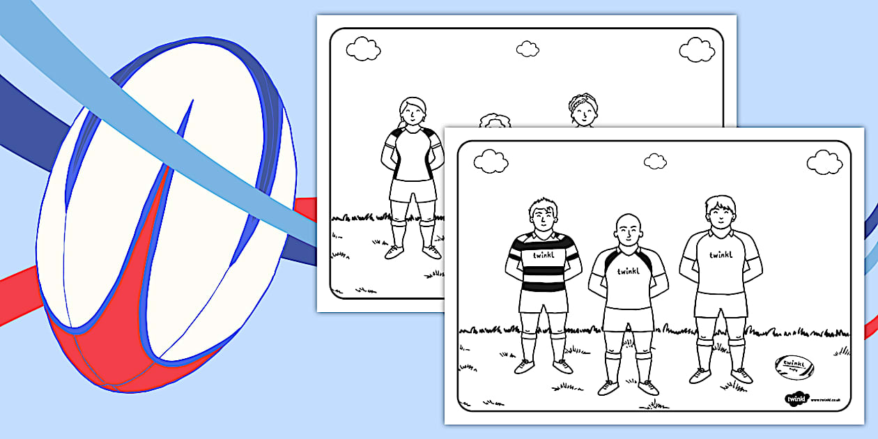 Rugby Players Coloring Pages (Teacher-Made) - Twinkl