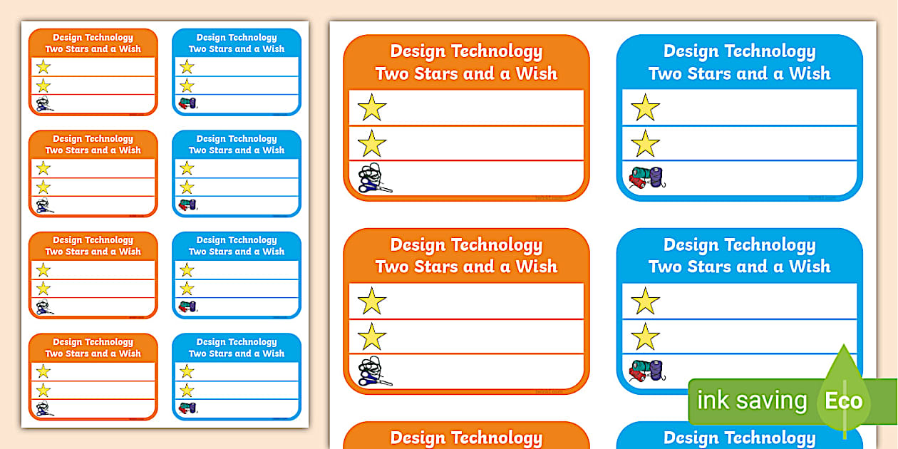 Design Technology Two Stars and a Wish Template - Twinkl