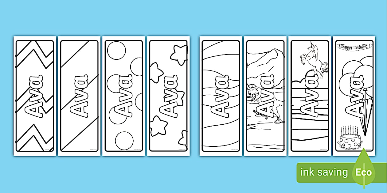 Ava Name Simple Colouring Bookmarks | Twinkl KS1 | Bookmarks