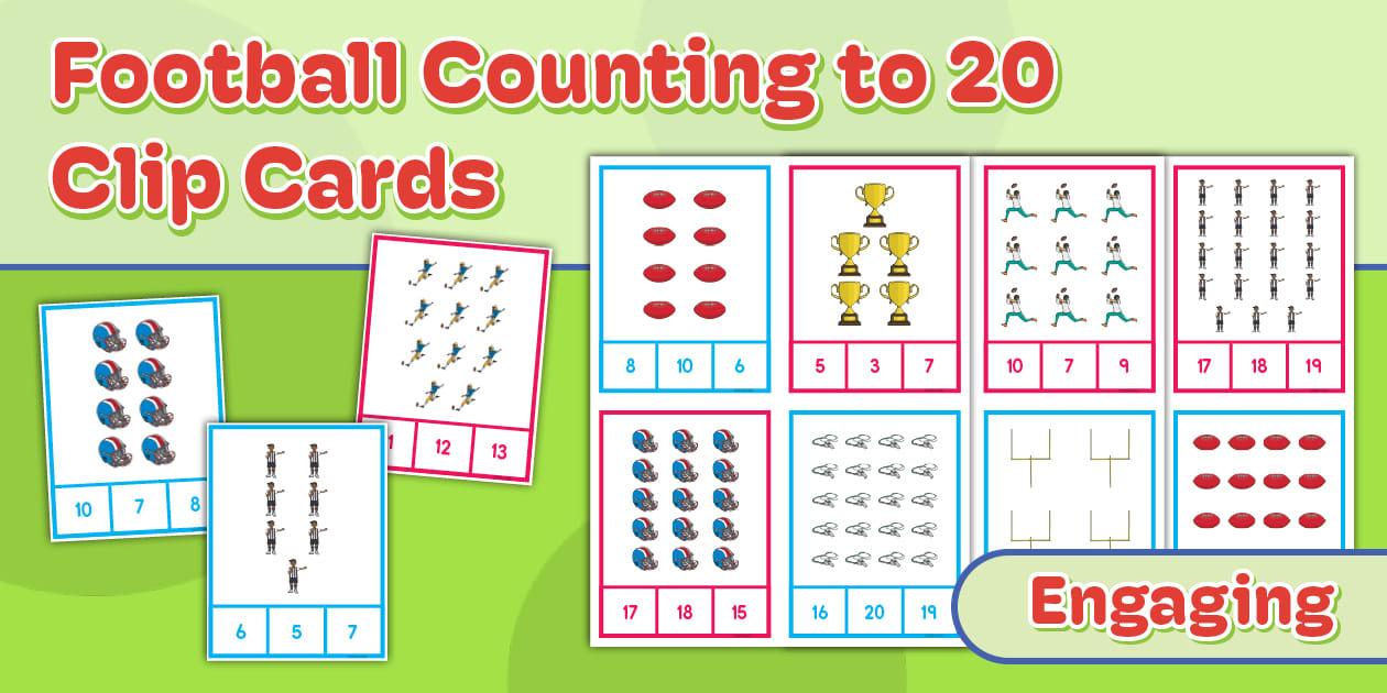 Football Counting to 20 Clip Cards