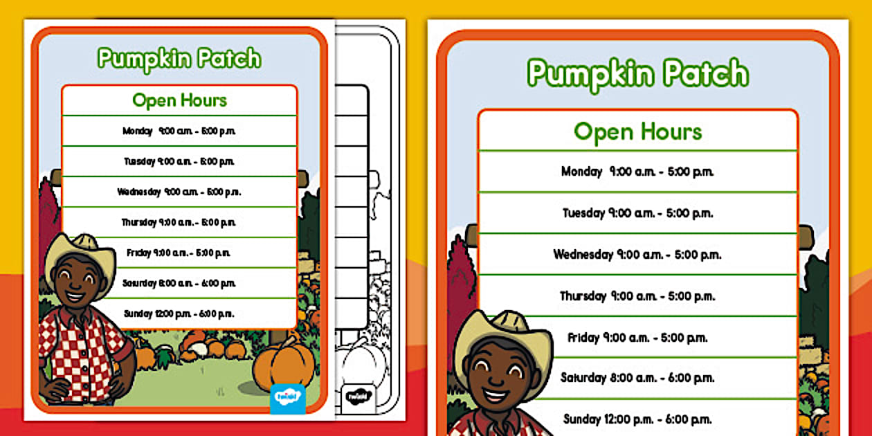 Pumpkin Patch Dramatic Play Hours Sign | Halloween Basics