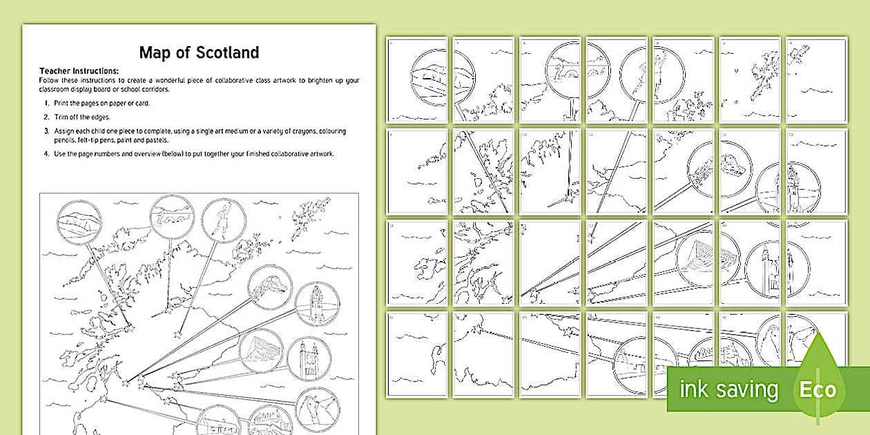 Map of Scotland to Colour - Collaborative Colouring Pack