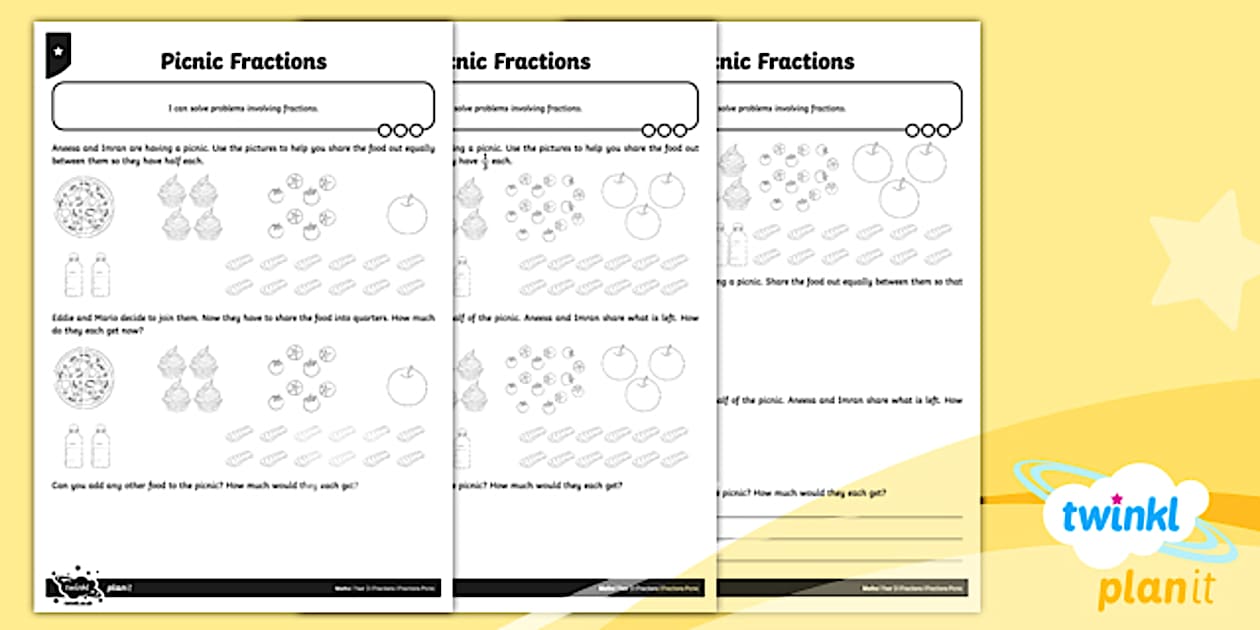 PlanIt Maths Y3 Fractions Picnic Fractions Home Learning