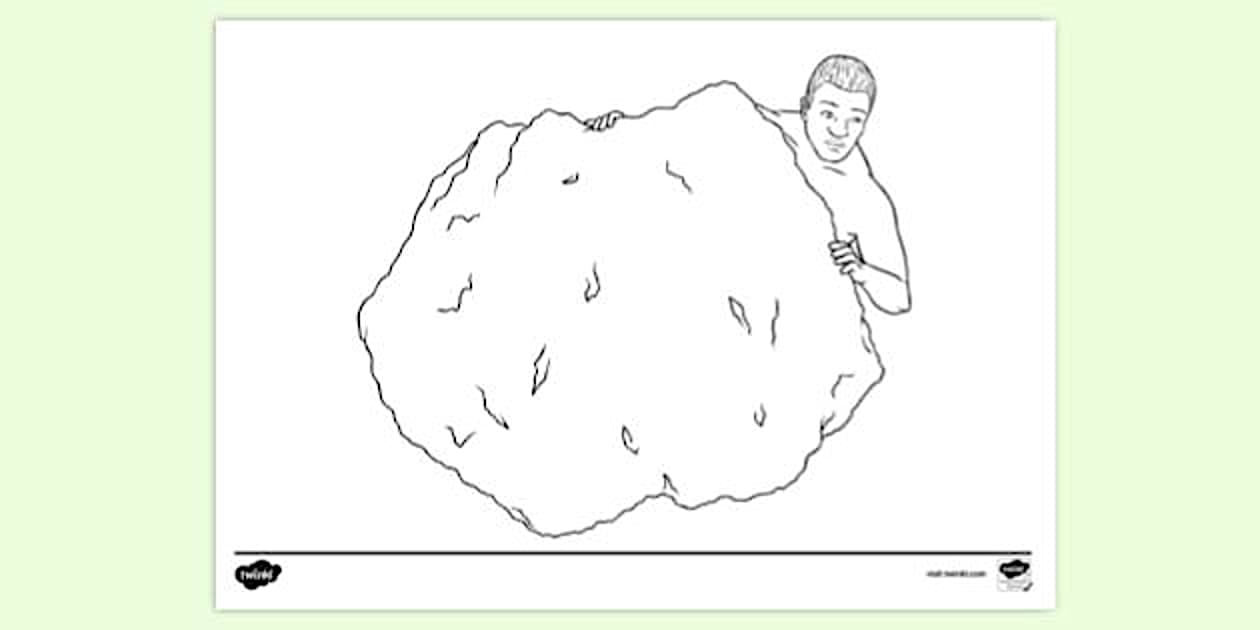 Samoan Maui Crouching Behind Rock Colouring Sheet - Twinkl