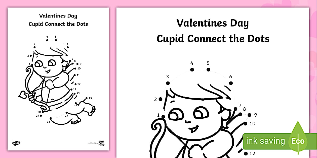 Valentine's Day Cupid Connect the Dots (1-20) Activity