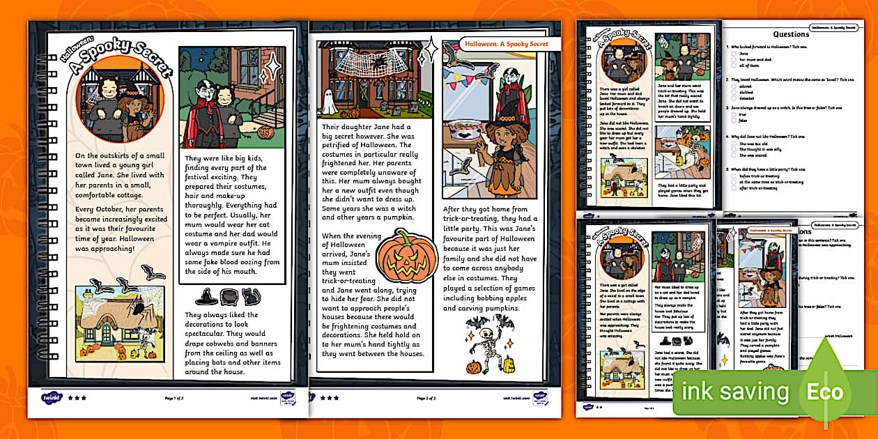 KS1 Halloween: A Spooky Secret Differentiated Comprehension