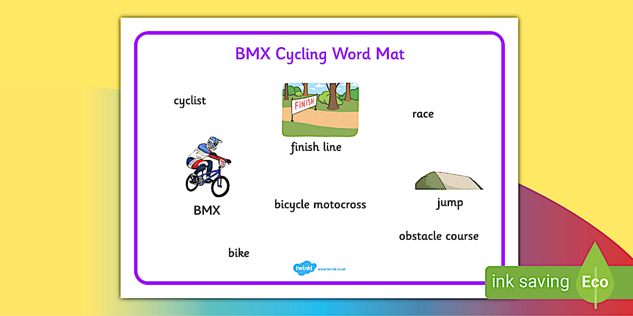 BMX Cycling Word Mat (teacher made) - Twinkl