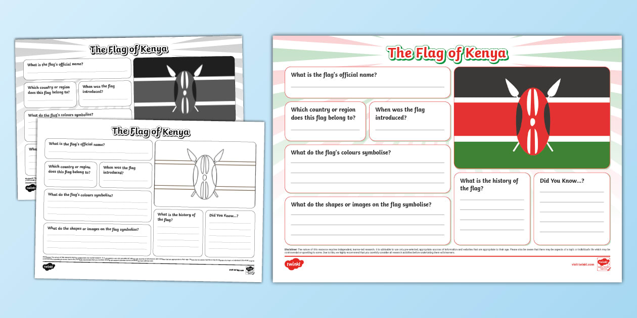 KS1 Kenya Flag Fact File Template (teacher made) - Twinkl