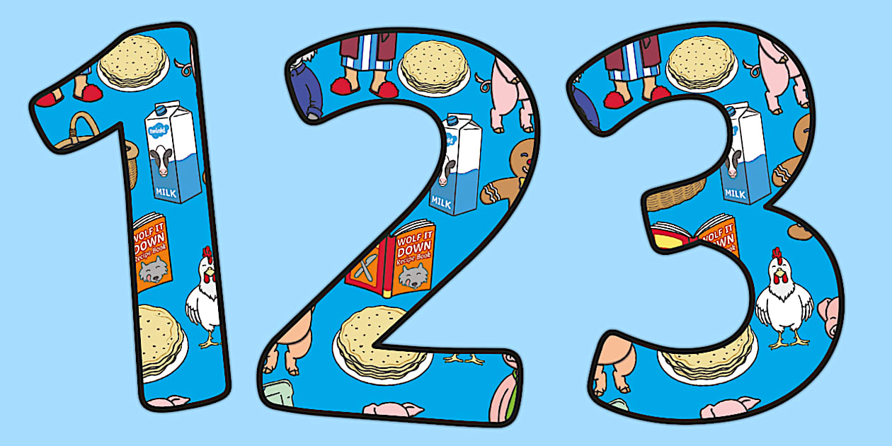 Themed A4 Display Numbers to Support Teaching on Mr Wolf's Pancakes ...