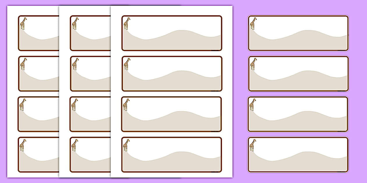 Giraffe Themed Editable Drawer-Peg-Name Labels (Colourful)