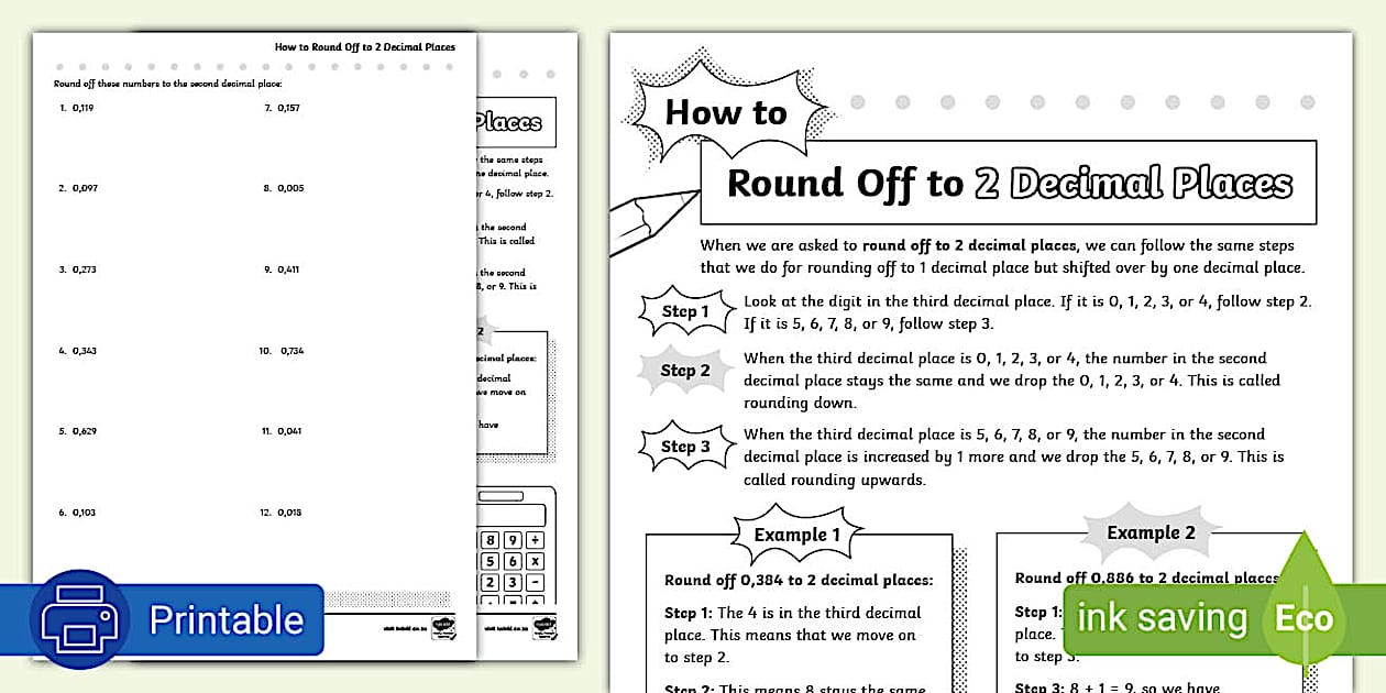 How To Round Off To 2 Decimal Places Activity Sheet