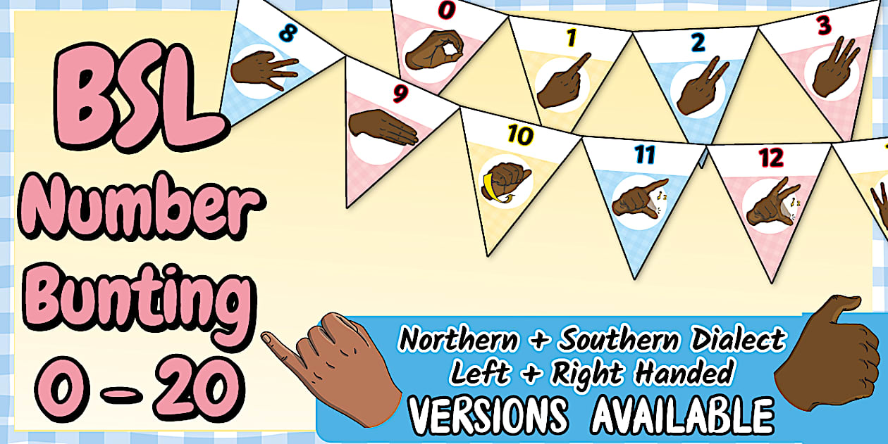 BSL Numbers 0 - 20 Display Bunting