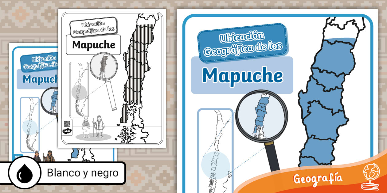 Póster: Ubicación territorio mapuche - mapa (teacher made)