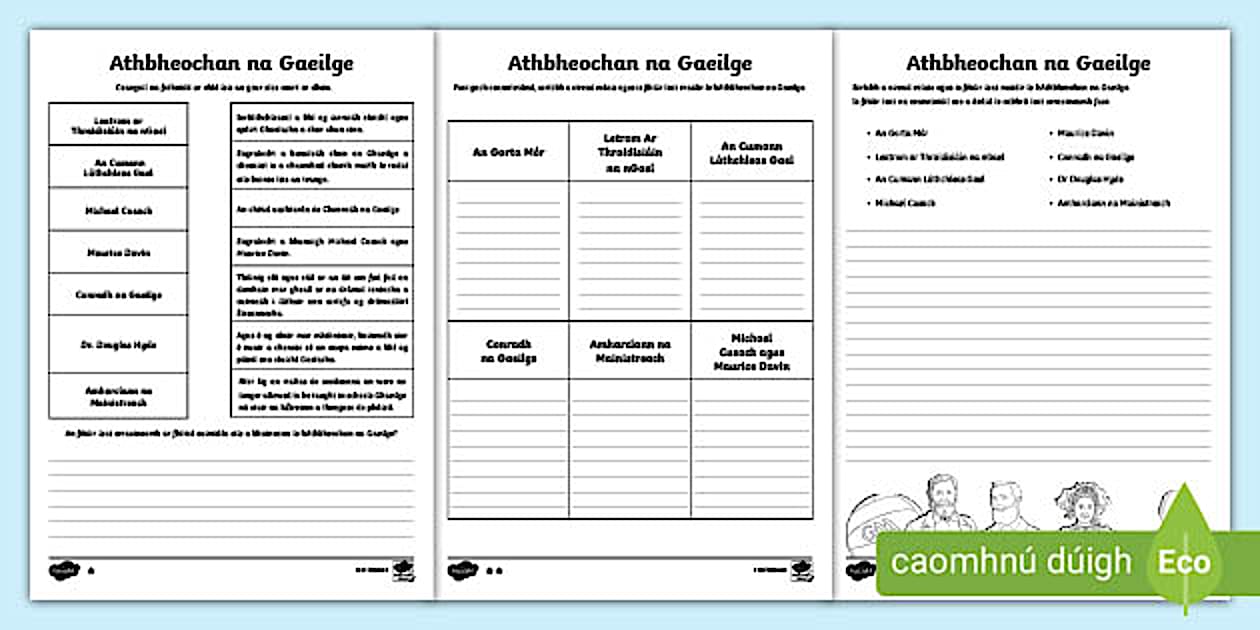 The Gaelic Revival Differentiated Writing Worksheets Gaeilge