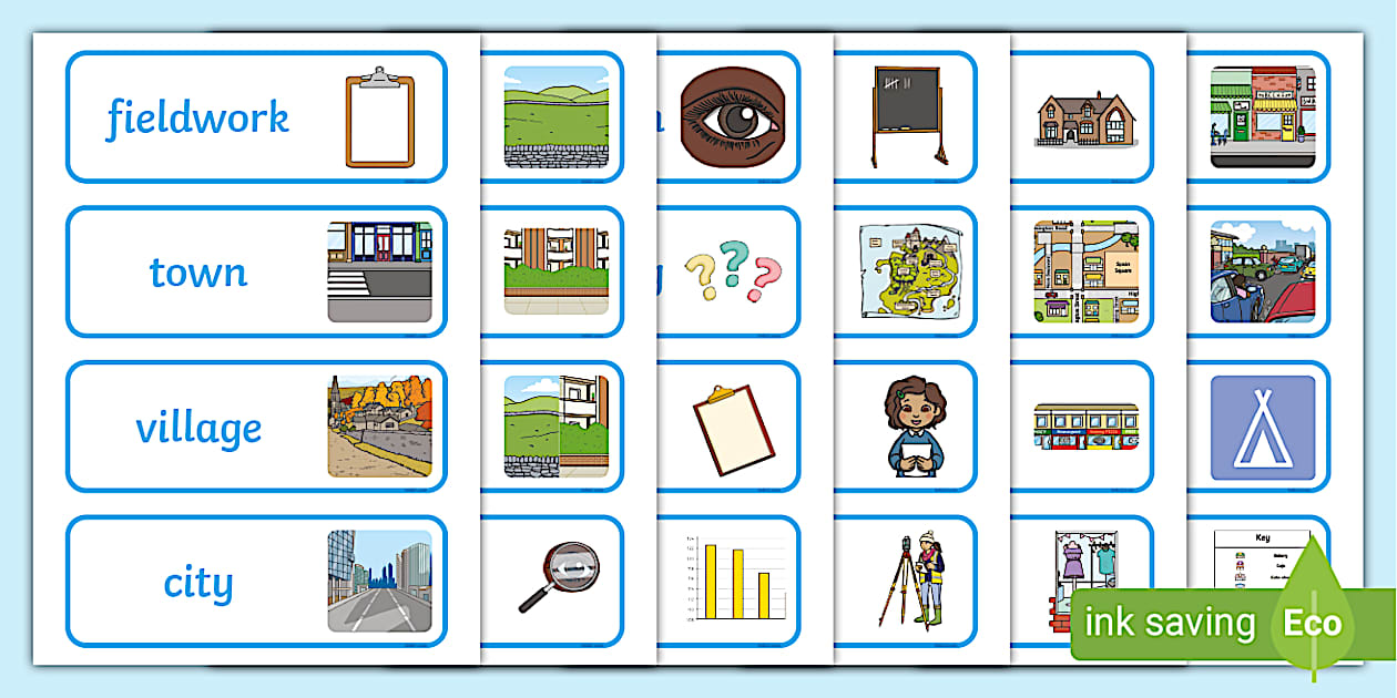 Fieldwork Word Cards KS1 - Geography (Teacher-Made) - Twinkl