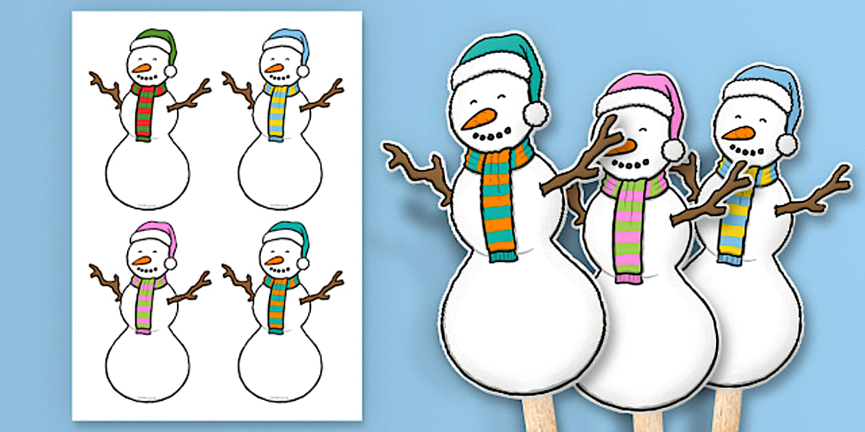 Snowman Stick Puppets (teacher made) - Twinkl
