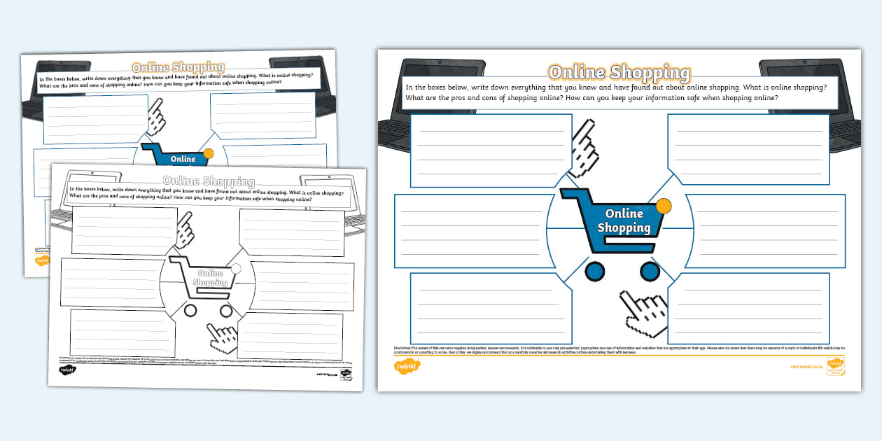 Online Shopping Mind Map - Twinkl writing (teacher made)