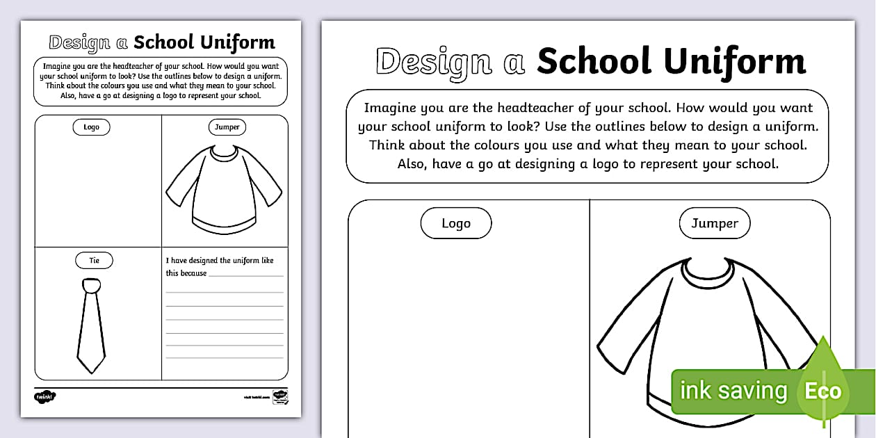 Design Your Own School Uniform Activity Sheet (teacher made)
