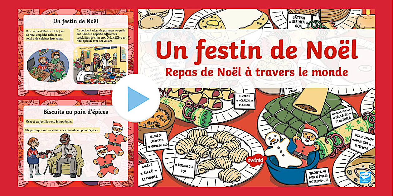 Powerpoint des repas de Noël à travers le monde - Twinkl