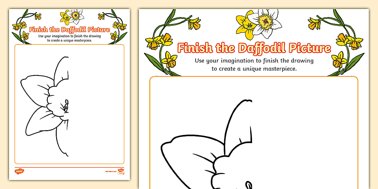 * NEW * Finish the Daffodil Picture Worksheet (teacher made)