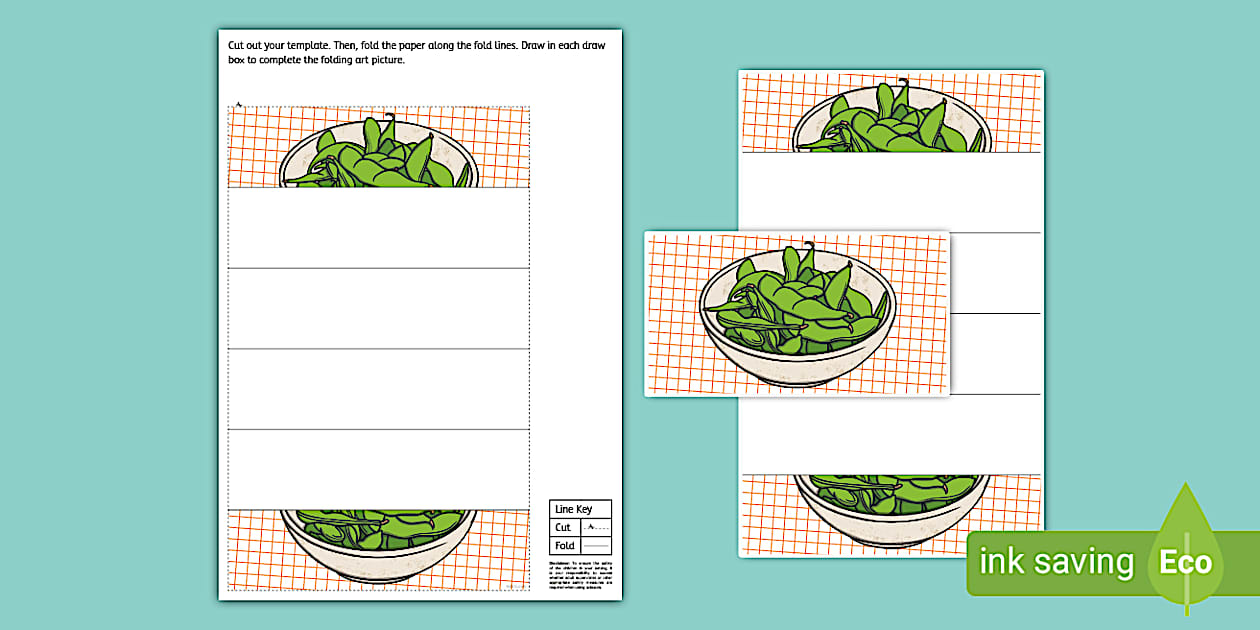 Edamame Beans Folding Art Template (Teacher-Made) - Twinkl