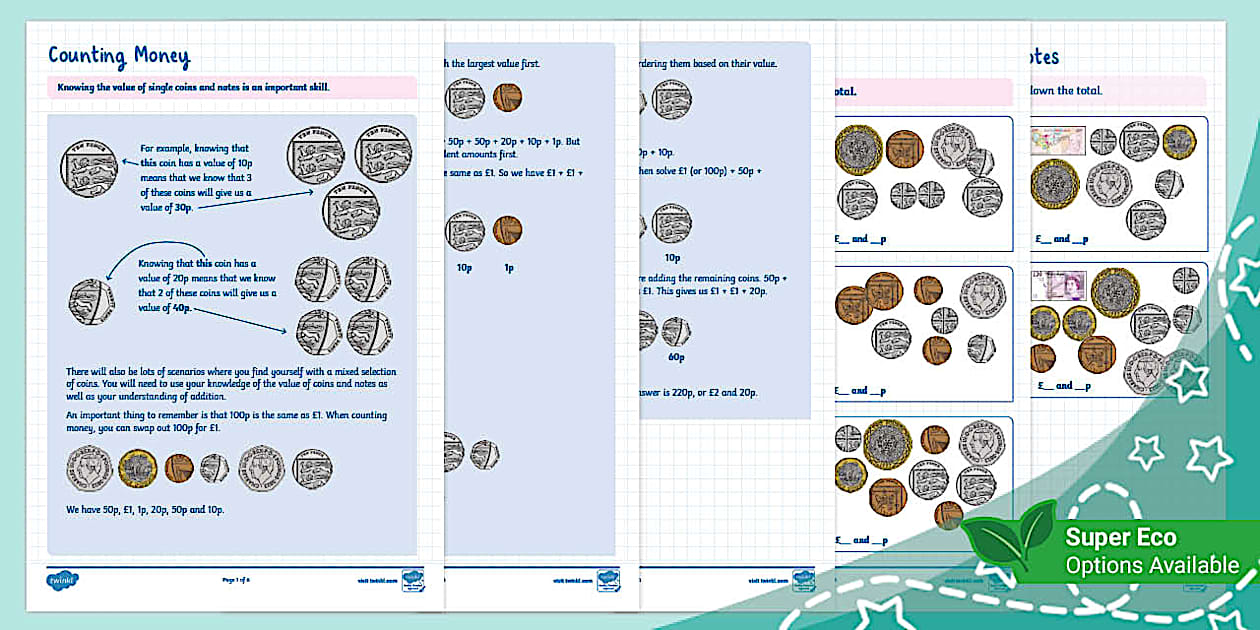 Money: Counting Mixed Money (Ages 7 - 8) (teacher made)