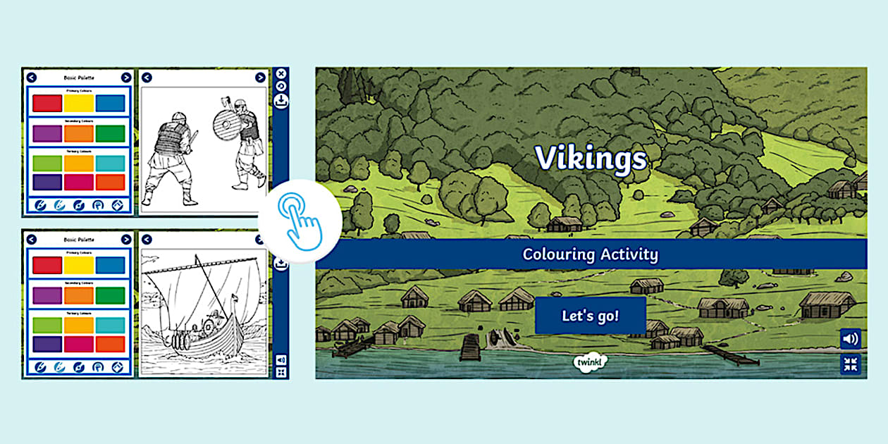 Vikings Interactive Colouring - Twinkl History - Twinkl