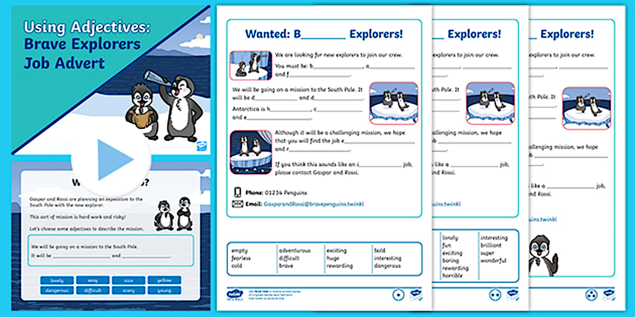 KS1 Using Adjectives: Brave Explorers Job Advert Lesson Pack