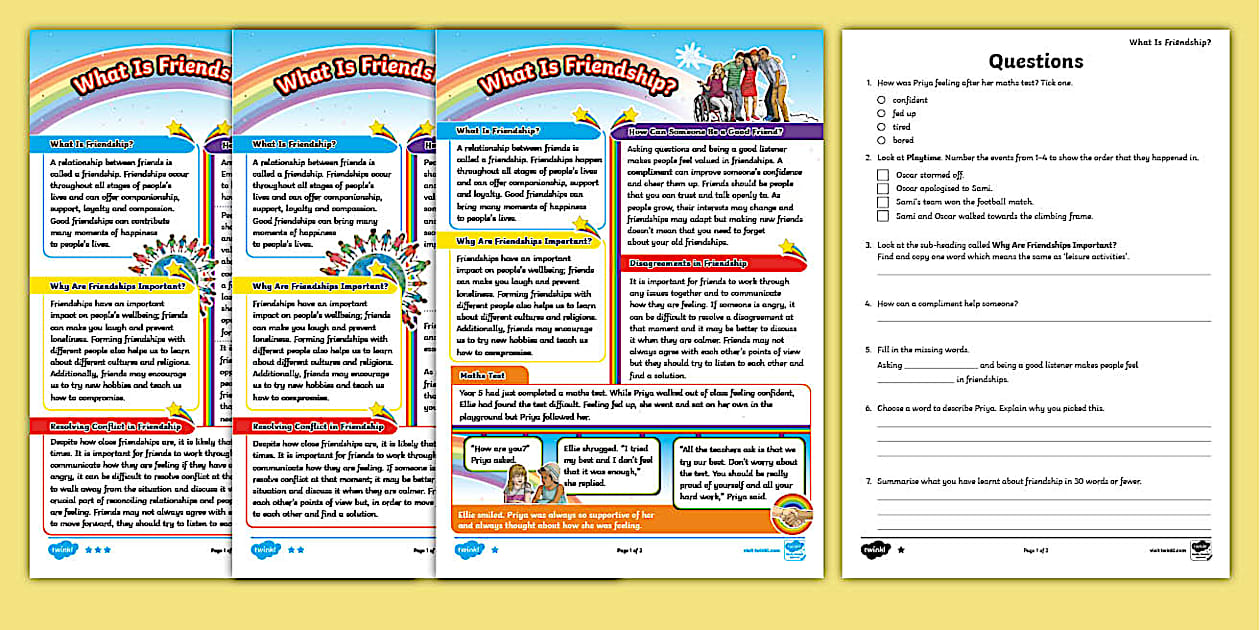 UKS2 What Is Friendship Differentiated Reading Comprehension